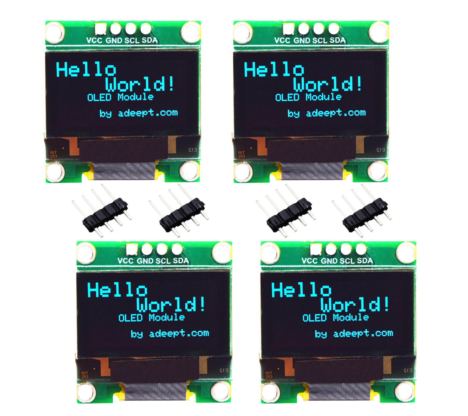 Adeept 4pcs 0.96 Inch OLED Module 12864 128x64 SSD1306 IIC I2C Serial Self-Luminous Display ...