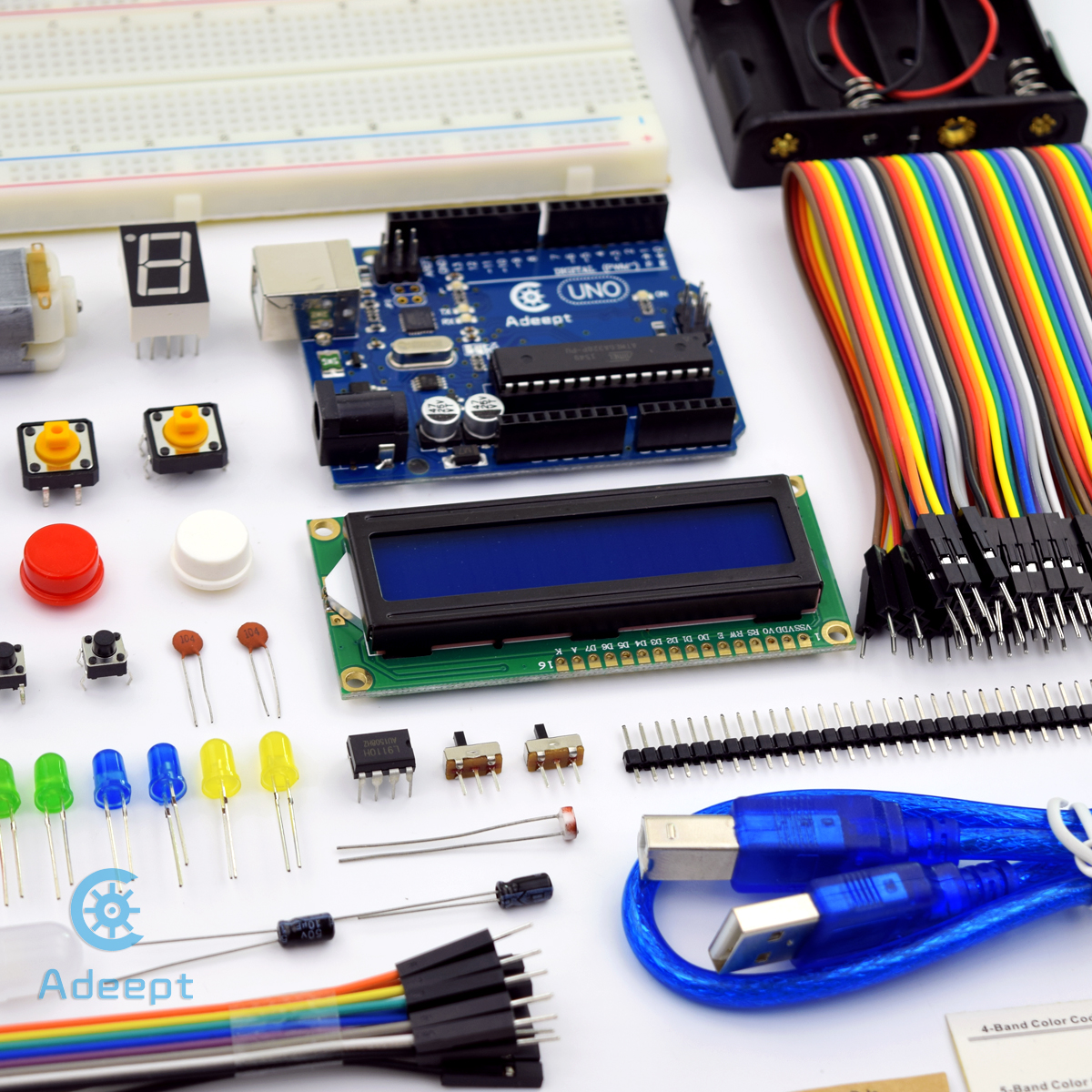 Adeept Starter Kit For Arduino Uno R3 Lcd1602 Breadboad Dc Motor Starterbeginner Kit For