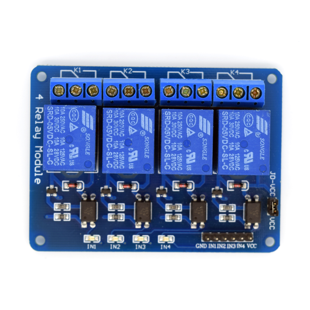 Adeept 5V 4-Channel Relay Shield Module Expansion with Optocoupler Protection for Arduino ...
