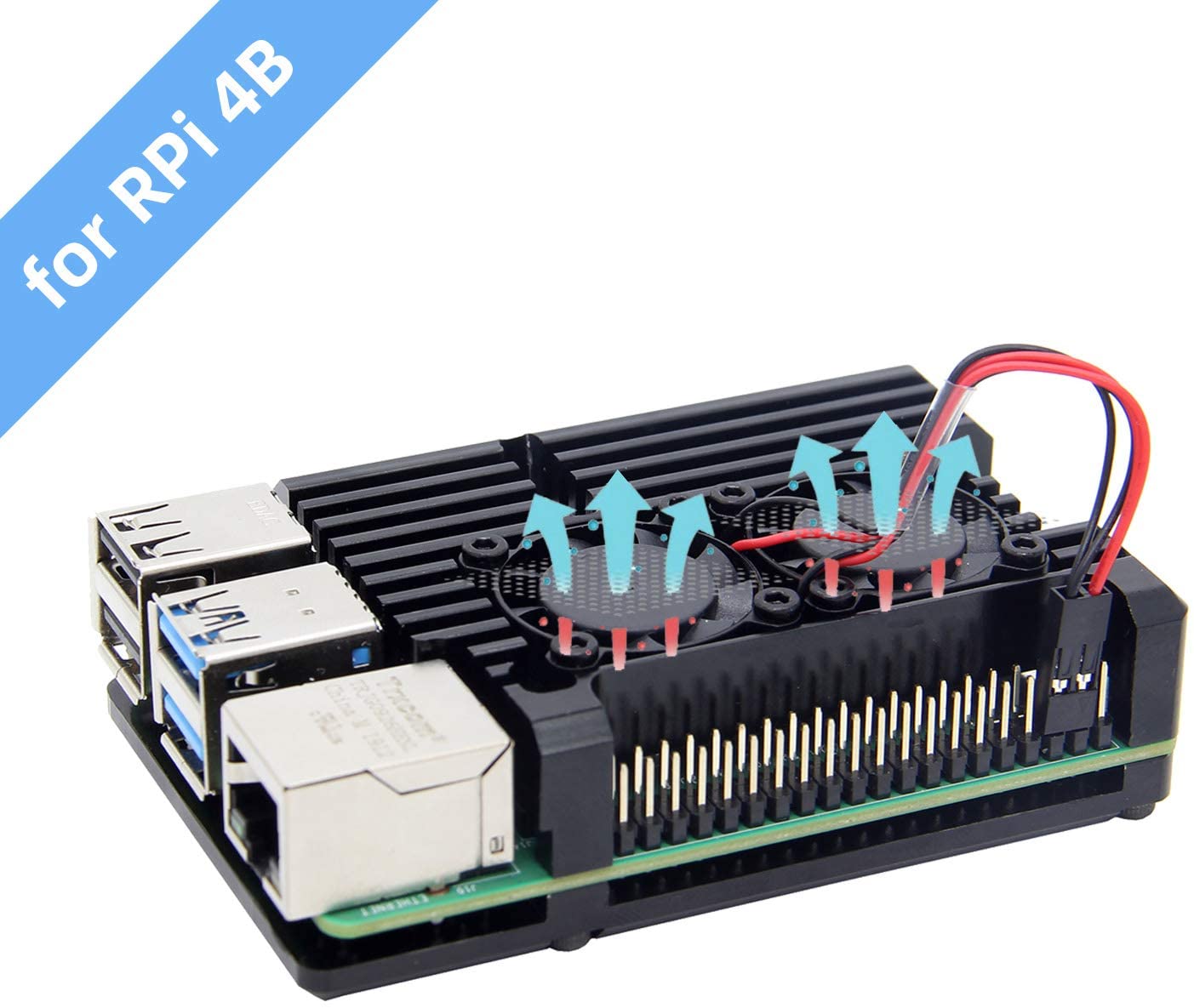 Raspberry Pi 4 Armor Case with Dual Fan, Raspberry Pi 4 Computer Model ...