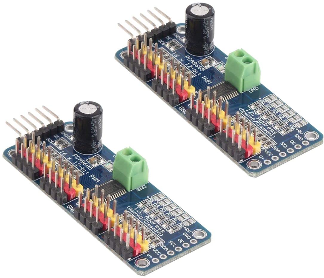 2pcs PCA9685 16 Channel 12-Bit PWM Servo Motor Driver IIC Module for ...