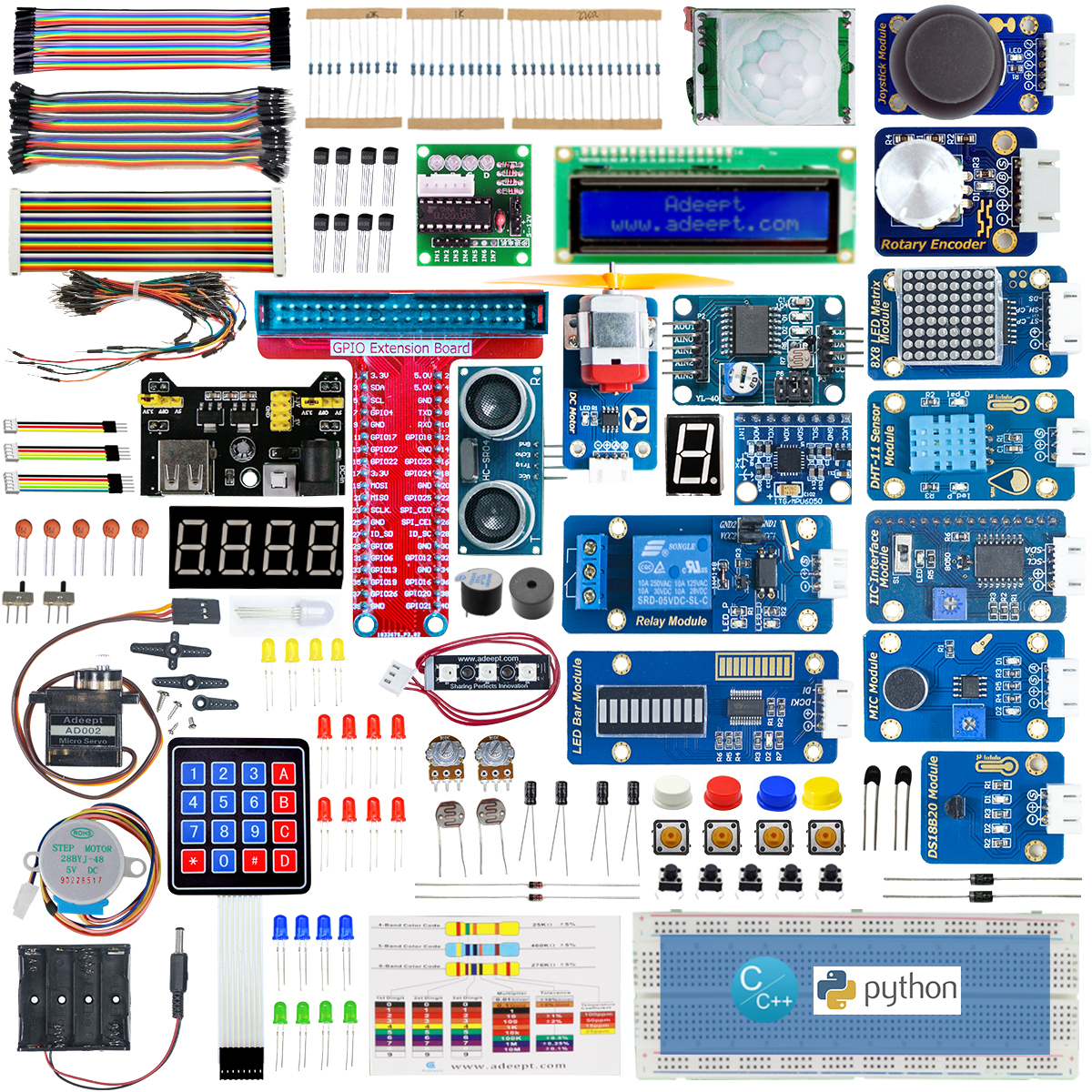 Adeept Upgrade Ultimate Starter Kit for Raspberry Pi 4/3B+, Raspberry ...