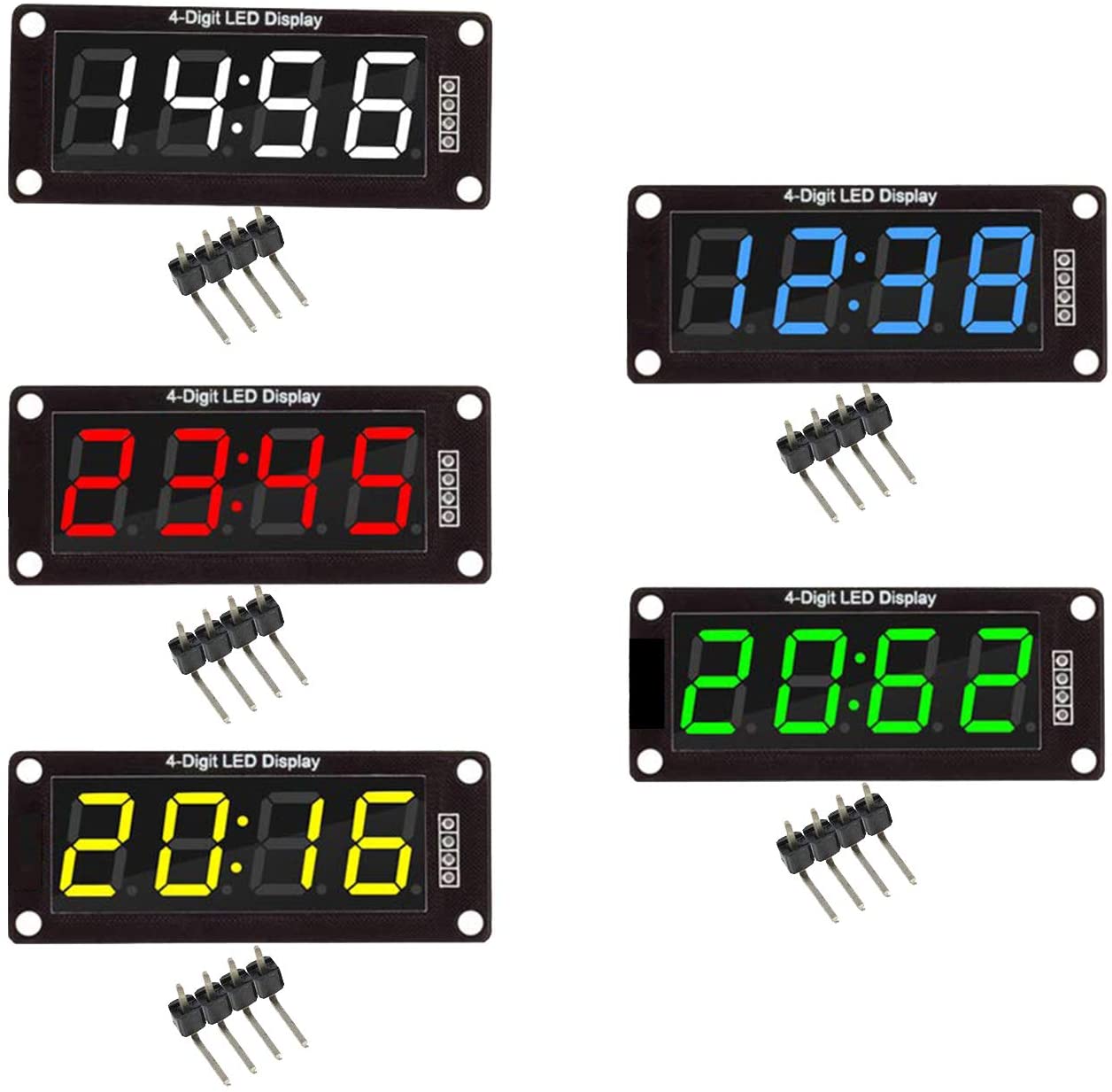 5PCS Red/Green/White/Yellow/Blue Colors TM1637 0.56" LED Display ...