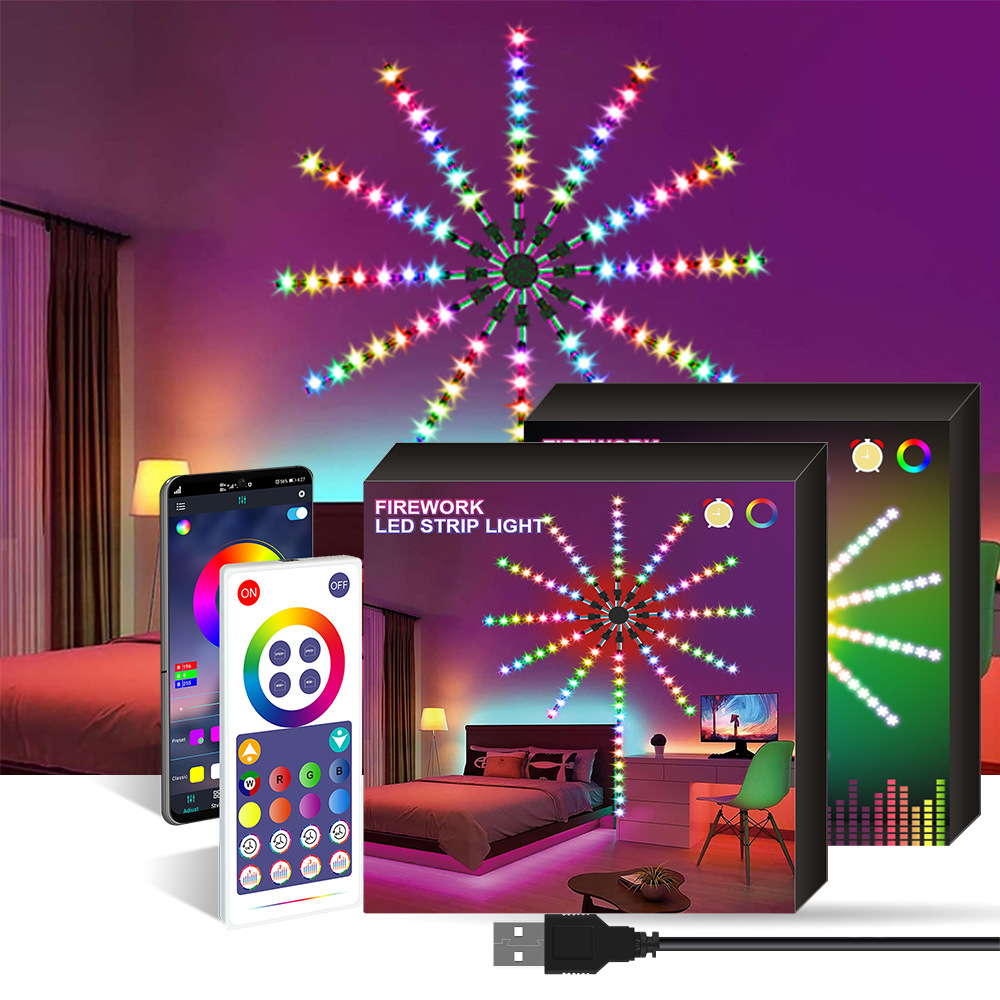 Firework LED Strip Lights Indoor Smart RGB Color Changing Streamer Bar Music Sync APP Voice ...