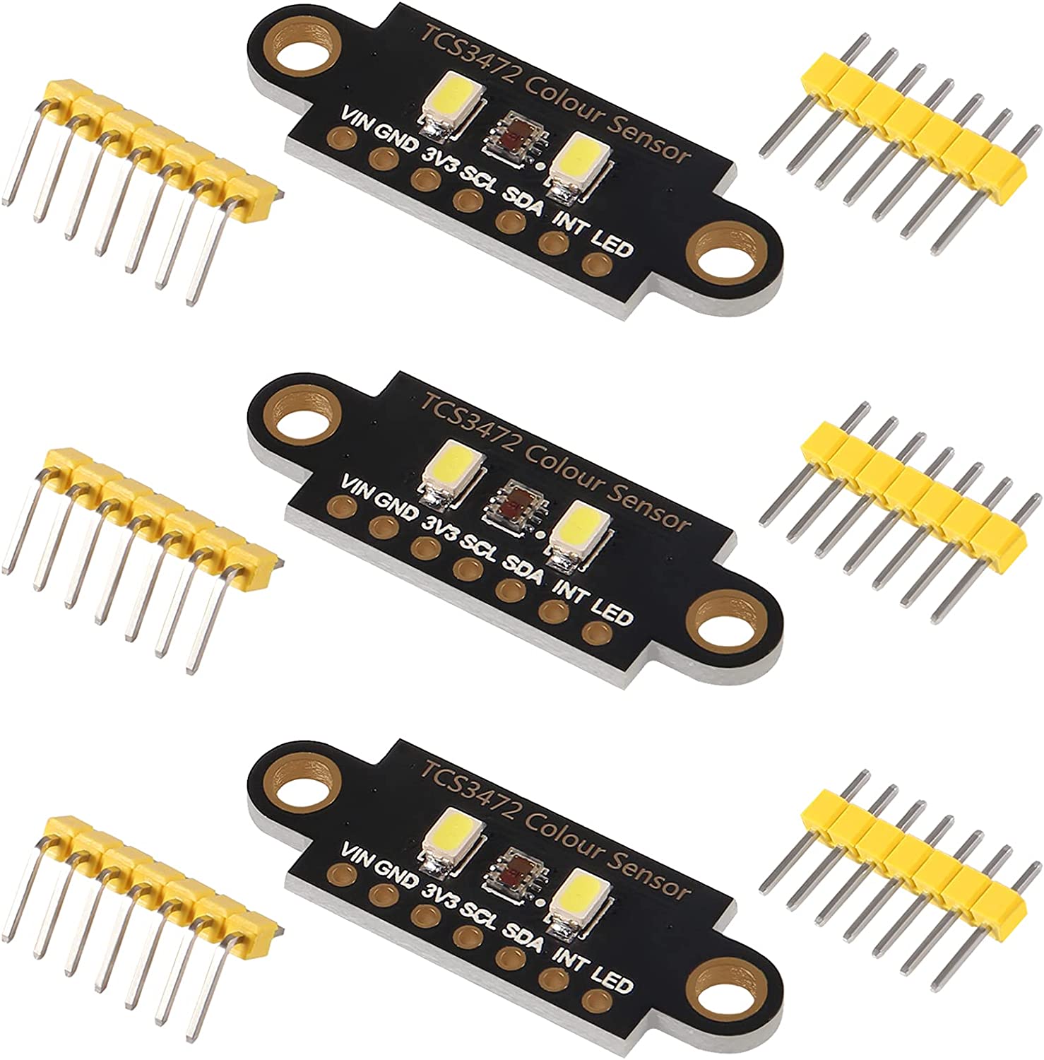 3PCS RGB Color Sensor Module with IR Filter and White LED TCS34725 ...