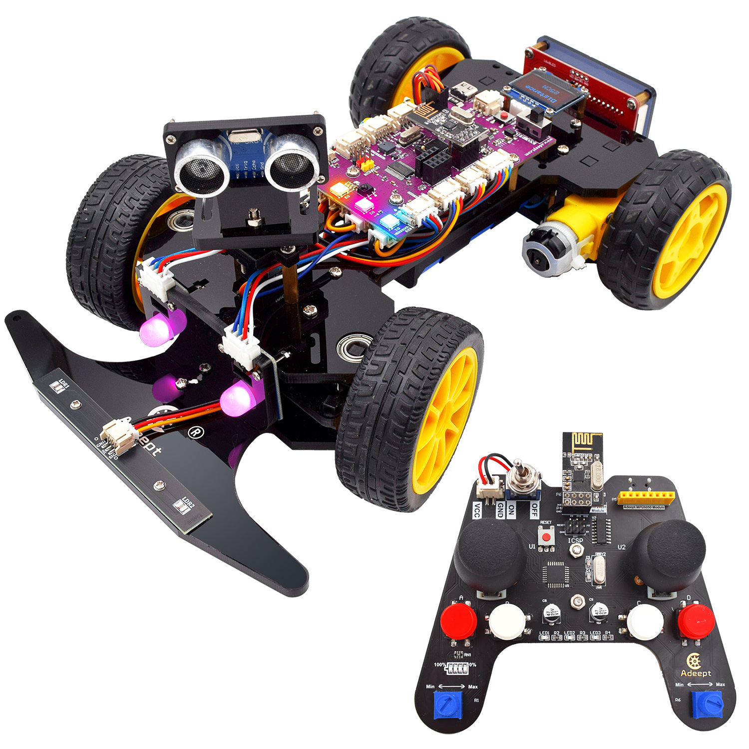 Adeept Smart Car Kit(Compatible with Arduino IDE), Line Tracking ...