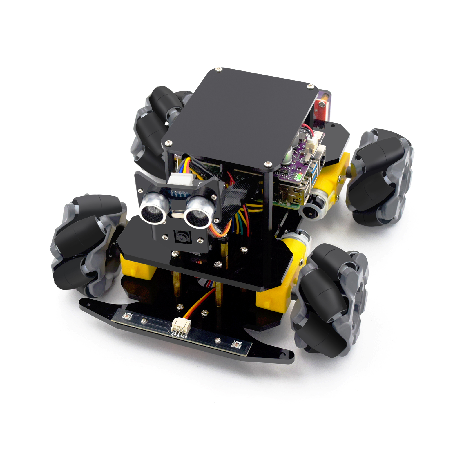 Adeept 4WD Mecanum Wheel Smart Car Kit for Raspberry Pi 5/4B/3B/3B+(Board Not Included), Line ...